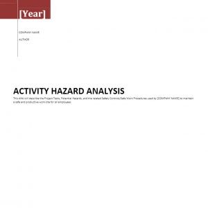 Activity Hazard Analysis - Insite Ed